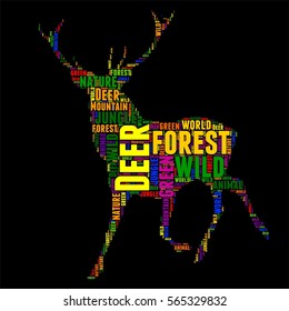 Deer Typography Word Cloud Colorful Vector Stock Vector (Royalty Free ...