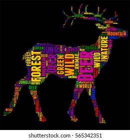 Deer Typography Word Cloud Colorful Vector Stock Vector (Royalty Free ...