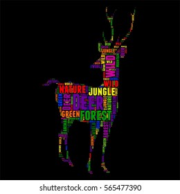 Deer Typography Word Cloud Colorful Vector Stock Vector (Royalty Free ...