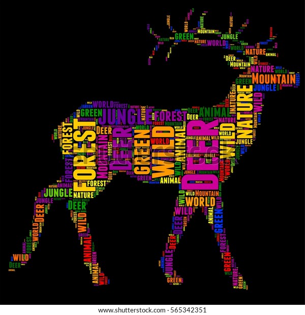 Deer Typography Word Cloud Colorful Vector Stock Vector (Royalty Free ...