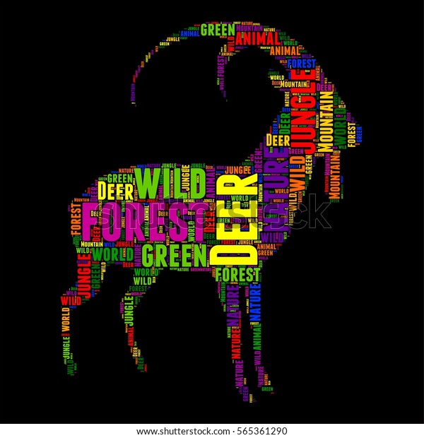 Deer Typography Word Cloud Colorful Vector Stock Vector (Royalty Free ...