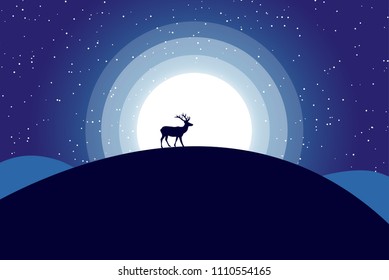 Deer Moonlight Vector Illustration 스톡 벡터(로열티 프리) 1328267843 | Shutterstock