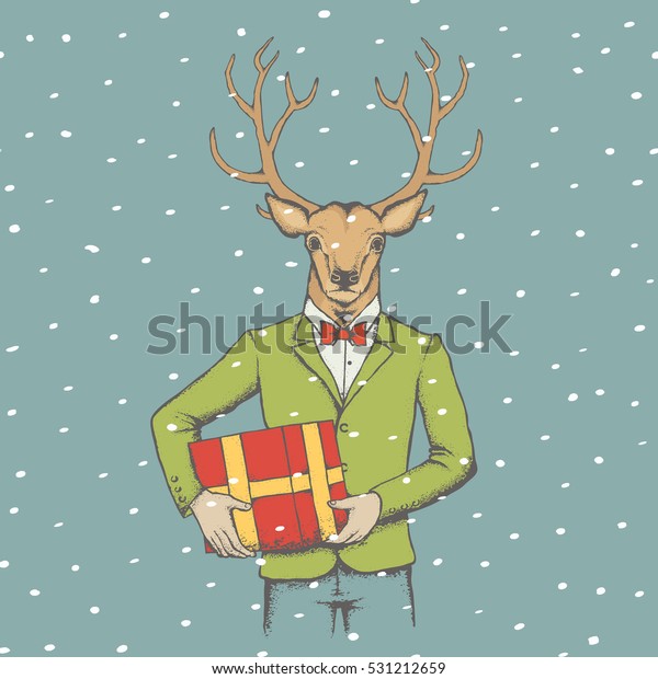 Deer Vector Illustration Reindeer Human Suit Stock Vector (Royalty Free ...