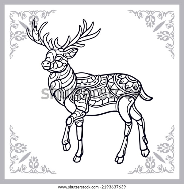 Deer Zentangle Arts Isolated On White Stock Vector (Royalty Free ...