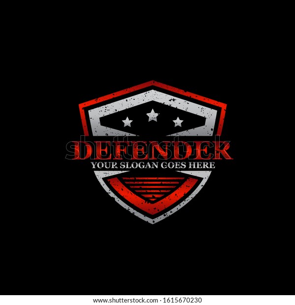 Defender Protection logo badge, rustic Technology logo designs