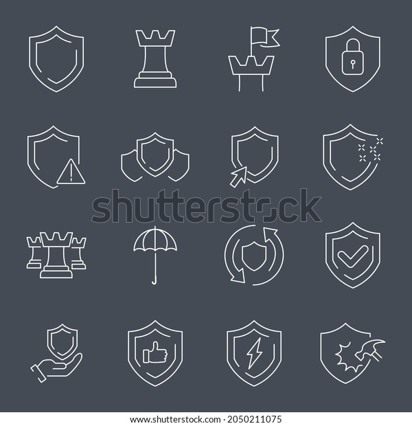 Defense Icons Set Defense Pack Symbol Stock Vector (Royalty Free ...