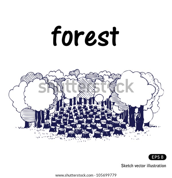 Deforestation Hand Drawn Sketch Illustration Isolated Stock Vector ...