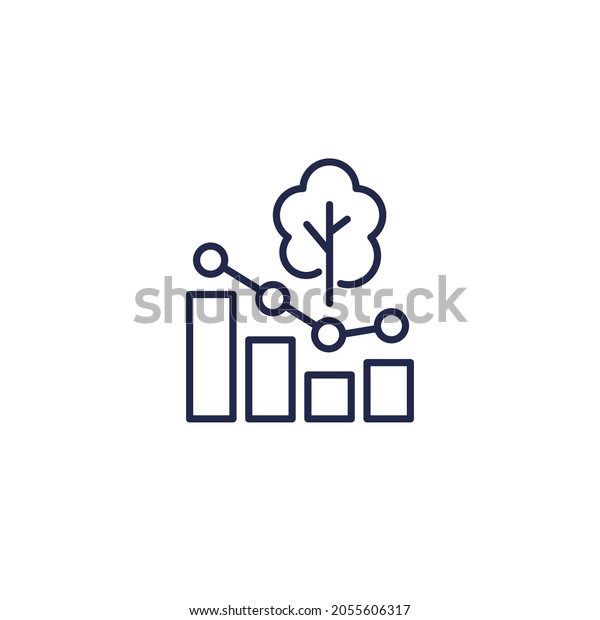 Deforestation Line Icon Reduction Forest Area Stock Vector (Royalty ...