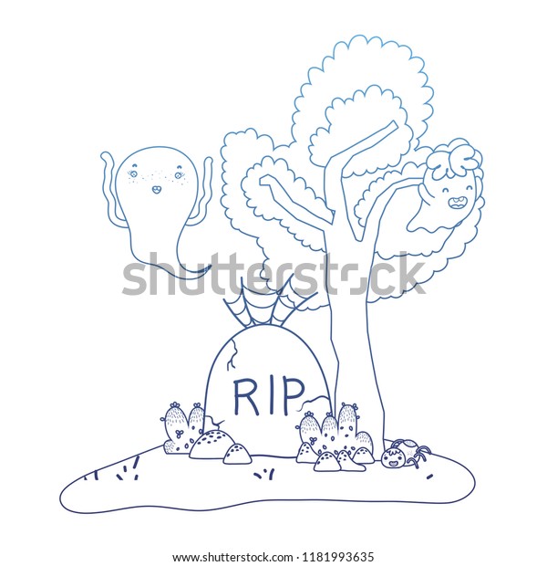 Degraded Outline Funny Ghost Rip Stone Stock Vector (Royalty Free ...