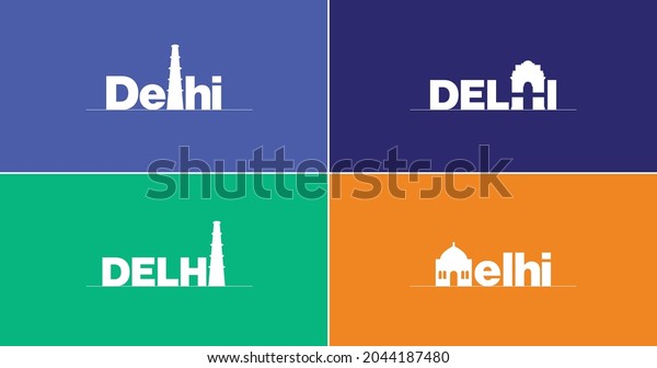 Delhi Delhi City Flat Vector Logo Stock Vector (Royalty Free) 2044187480