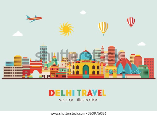 Delhi Skyline Vector Illustration Stock Vector (Royalty Free) 363975086 ...