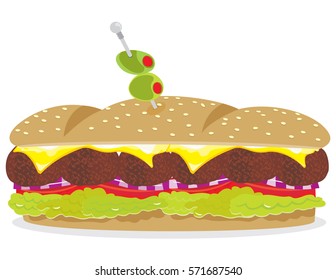 Deli Meat Sandwich Vector Stock Vector (Royalty Free) 571687540 ...