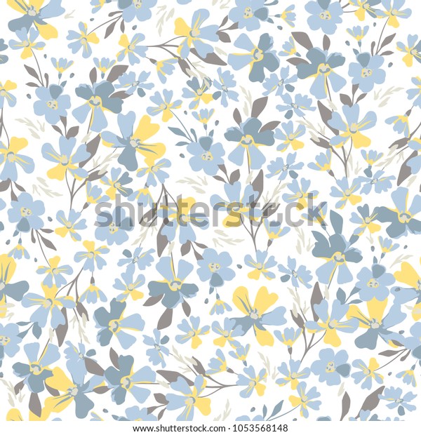 Delicate Blue Flowers Texture Floral Seamless Stock Vector (Royalty ...