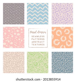 Delicate Pastel Color Seamless Patterns Collection Stock Vector ...