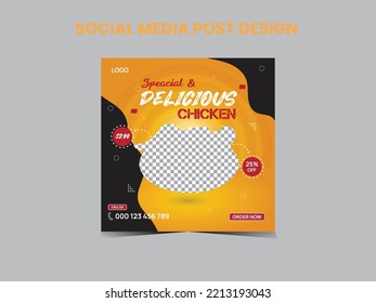 Delicious Chicken Poster Design Template Vector Stock Vector (Royalty ...