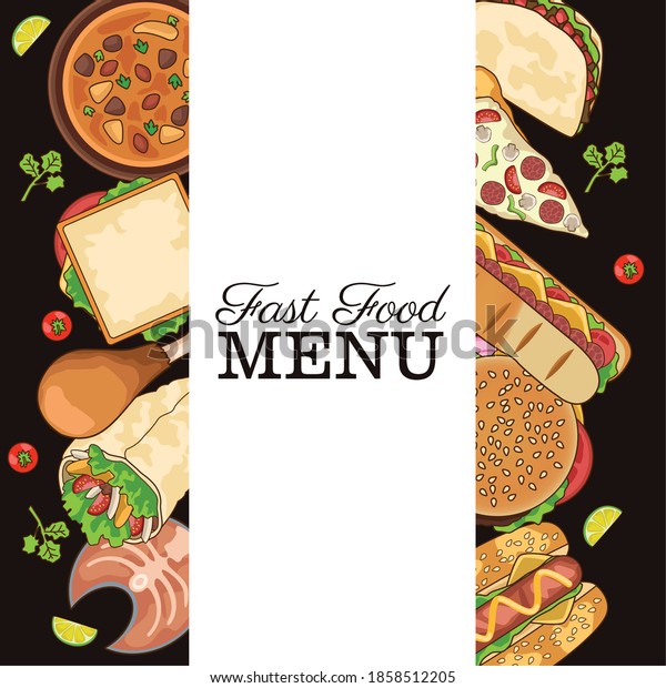 Delicious Fast Food Menu Frame Vector Stock Vector (Royalty Free ...