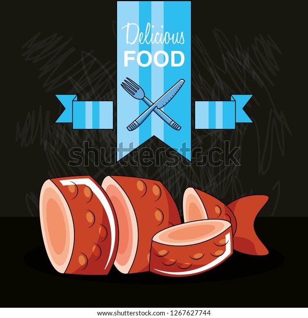 Delicious Fresh Fish Icon Stock Vector (Royalty Free) 1267627744 ...