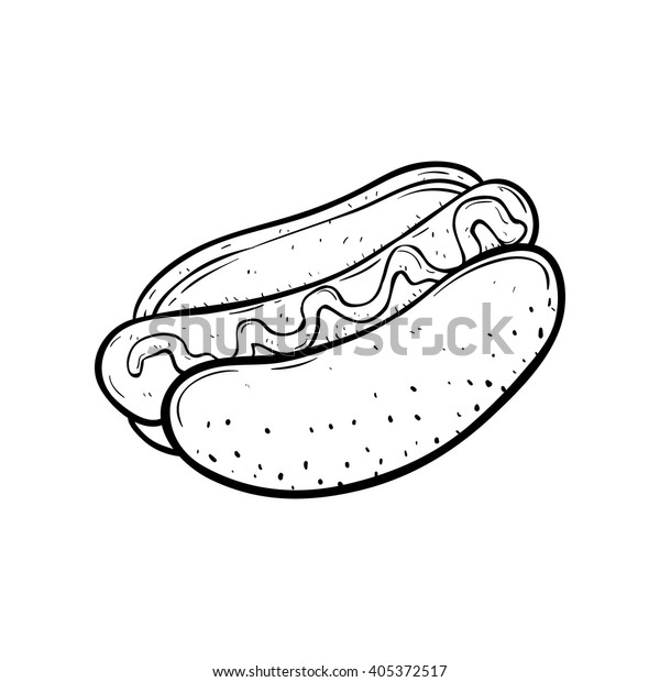 Delicious Hot Dog Doodle Hand Drawing: เวกเตอร์สต็อก (ปลอดค่าลิขสิทธิ์ ...