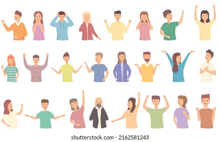 Delight Icons Set Cartoon Vector Happy Stock Vector (Royalty Free ...