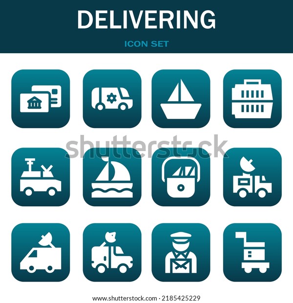 Delivering Icon Set Vector Illustrations Related Stock Vector (Royalty ...