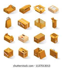 Set Icons Cartoon Isometric Boxes Objects Stock Vector (Royalty Free ...