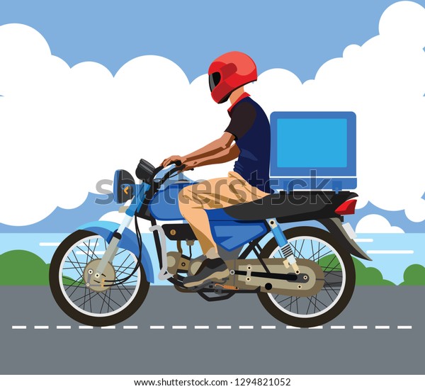 Delivery Boy Bike Stock Vector (Royalty Free) 1294821052 | Shutterstock