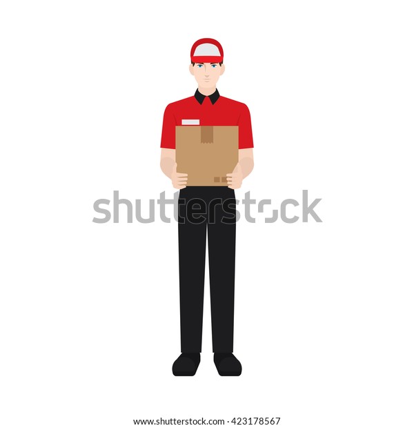 Delivery Boy Man Vector Illustration Delivery Stock Vector (Royalty ...
