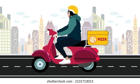 Delivery Boy Scooter Vector Stock Vector (Royalty Free) 2131713013 ...