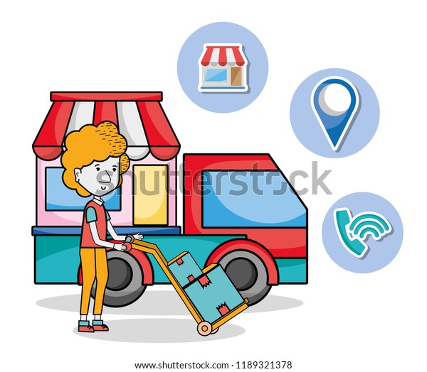 Delivery Courier Cartoons Stock Vector (Royalty Free) 1189321378 ...