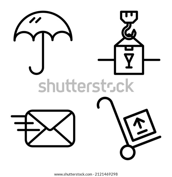 Delivery Flat Icon Set Isolated On Stock Vector (Royalty Free ...