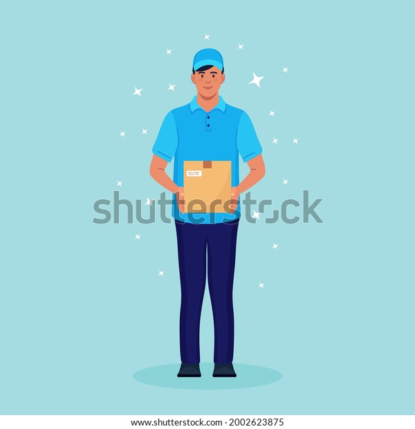 Delivery Guy Carton Box Hands Courier Stock Vector (Royalty Free ...