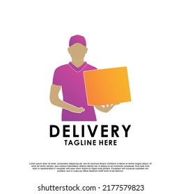 Delivery Logo Design Delivery Man Courier Stock Vector (Royalty Free ...