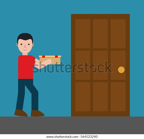 Delivery Man Carrying Box Icon Image Stock Vector (Royalty Free ...