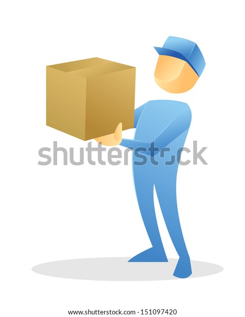 Delivery Man Cartoon Character Vector Illustration Stock Vector ...