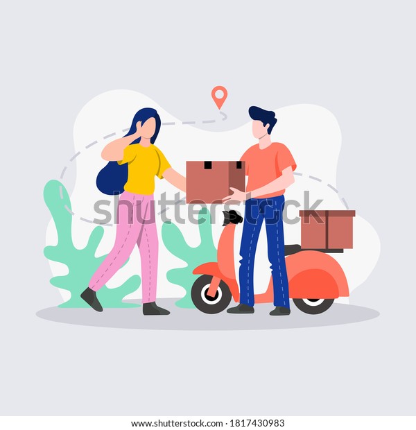 Delivery Man Hand Over Delivery Following Stock Vector (Royalty Free ...