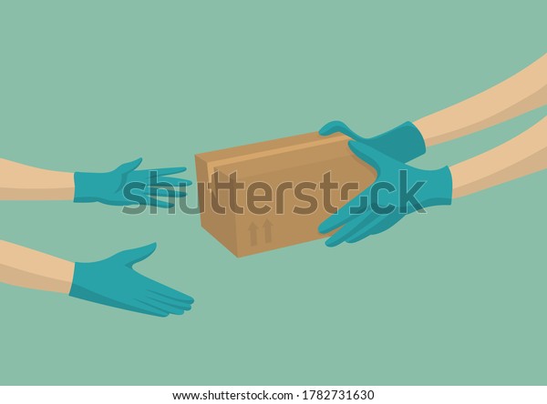 Delivery Man Hands Delivering Parcel Customer Stock Vector (Royalty ...