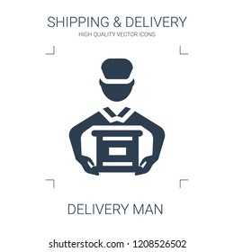 Delivery Man Icon High Quality Filled Stock Vector (Royalty Free ...