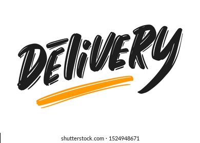 Delivery Modern Brush Lettering Text Vector: vector de stock (libre de ...