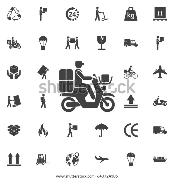 Delivery Moped Icon Set Post Delivery Stock Vector (Royalty Free ...