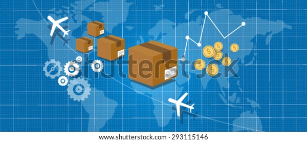 Delivery Package Shipping World Wide Map Stok Vektör (Telifsiz) 293115146