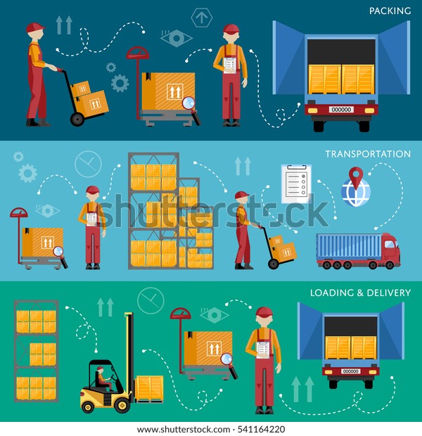 Delivery Process Infographics Warehouse Management Concept Stock Vector ...