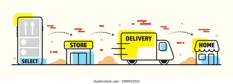 Delivery Process Delivery Truck Store Your Stock Vector (Royalty Free ...