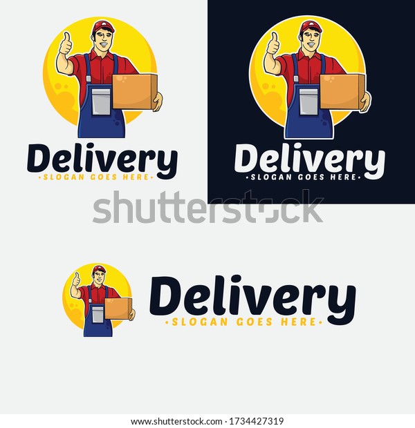 Delivery Service Cartoon Logo Vector Stock Vector (Royalty Free ...