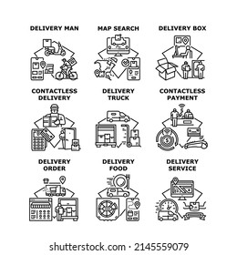 Delivery Service Set Icons Vector Illustrations Stock Vector (Royalty ...