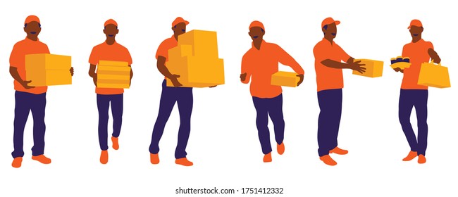 Delivery Service Staff Worker Vector Illustration Stock Vector (Royalty ...
