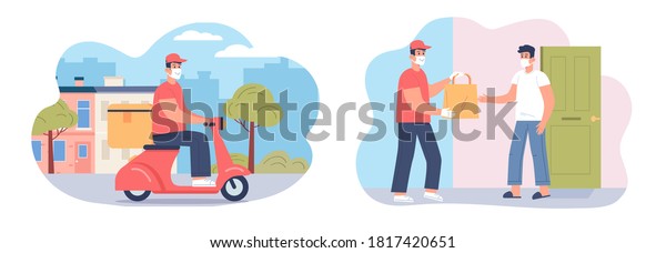 Delivery Service Vector Cartoon Illustration Stock Vector (Royalty Free ...