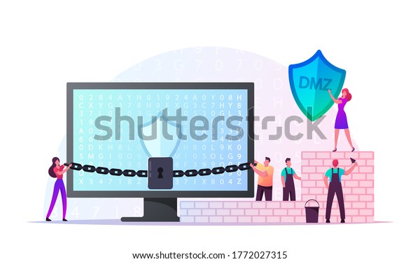 Demilitarized Zone Concept Tiny Male Female Stock Vector (Royalty Free ...