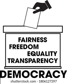 Democracy Fairness Freedom Equality Transparency Black Stock Vector ...