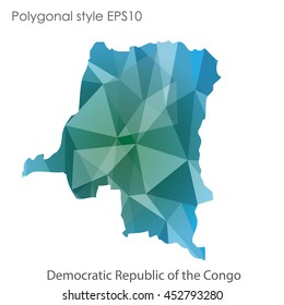 Democratic Republic Congo Map Geometric Polygonal Stock Vector (Royalty ...