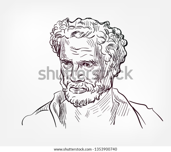 Democritus vector sketch portrait